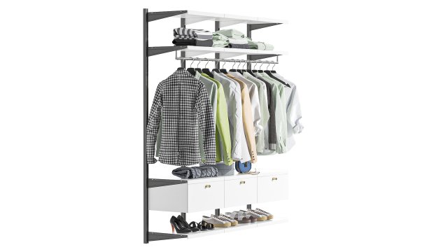Wardrobe Wall Module Clothing 3D Model in Shelving 3DExport