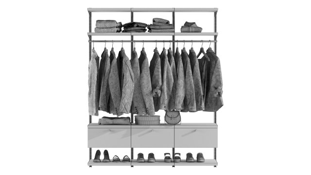 Wardrobe Wall Module Clothing 3D Model in Shelving 3DExport