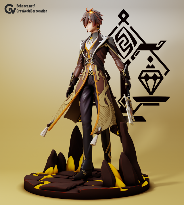 Zhongli Genshin Impact 3D Print Model in Man 3DExport