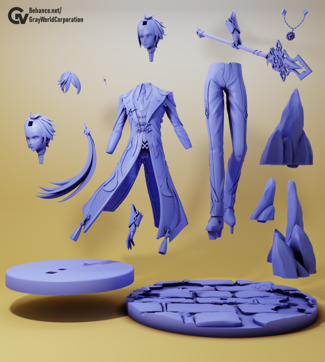 Zhongli Genshin Impact 3D Print Model in Man 3DExport