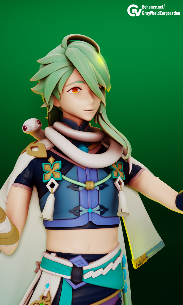 Baizhu Genshin Impact 3D Print Model in Man 3DExport