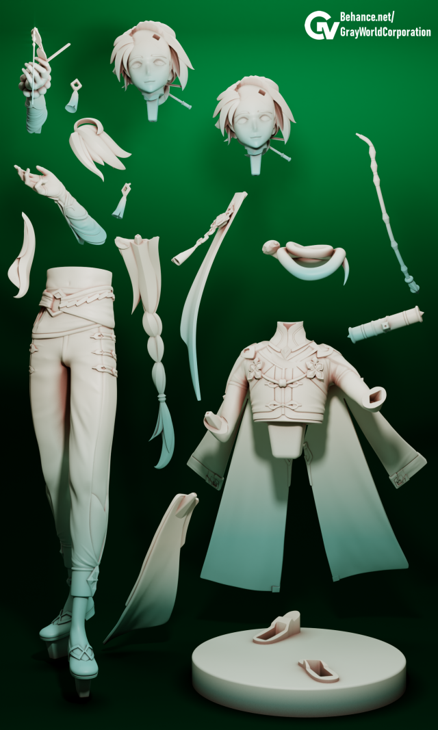 Baizhu Genshin Impact 3D Print Model in Man 3DExport