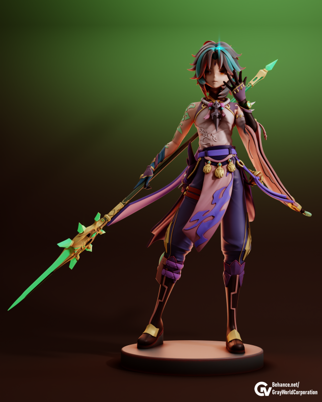 Xiao Genshin Impact Model Cetak 3D in Pria 3DExport