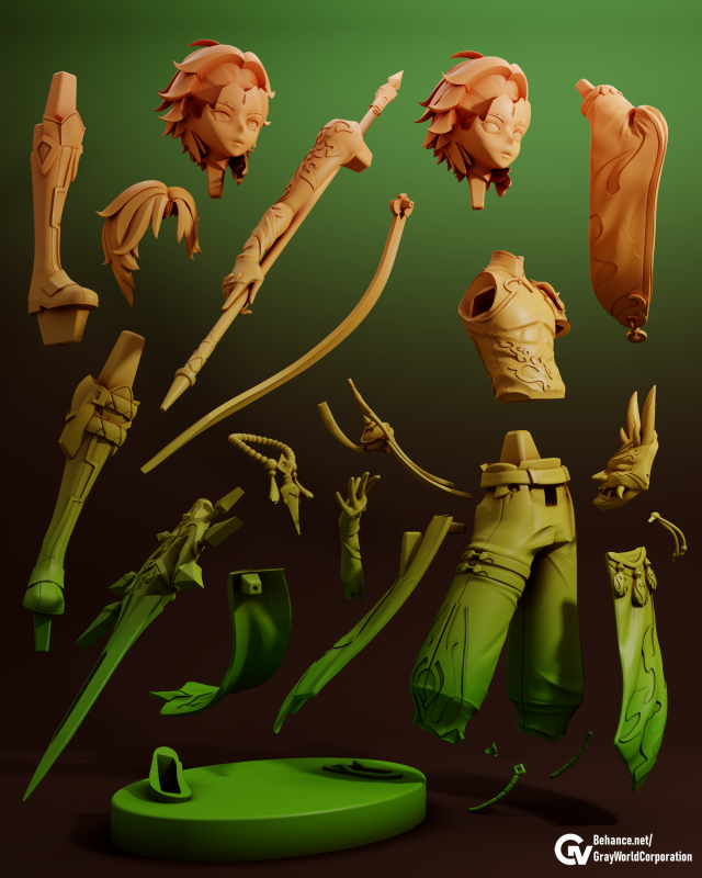 Xiao Genshin Impact Model Cetak 3D in Pria 3DExport