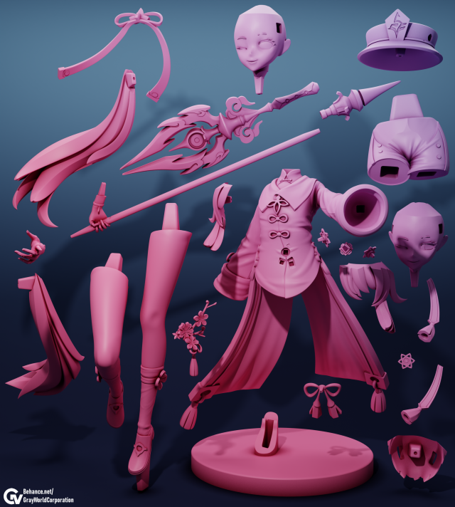 Hu Tao Genshin Impact 3D Print Model in Woman 3DExport