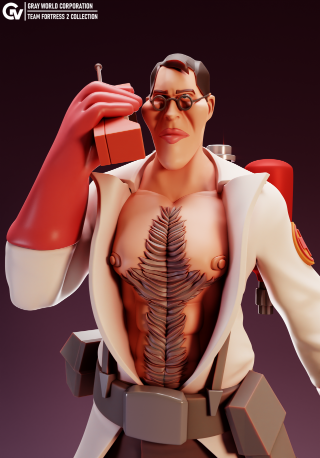 Buff Medic Team Fortress 2 3D Print Model in Man 3DExport
