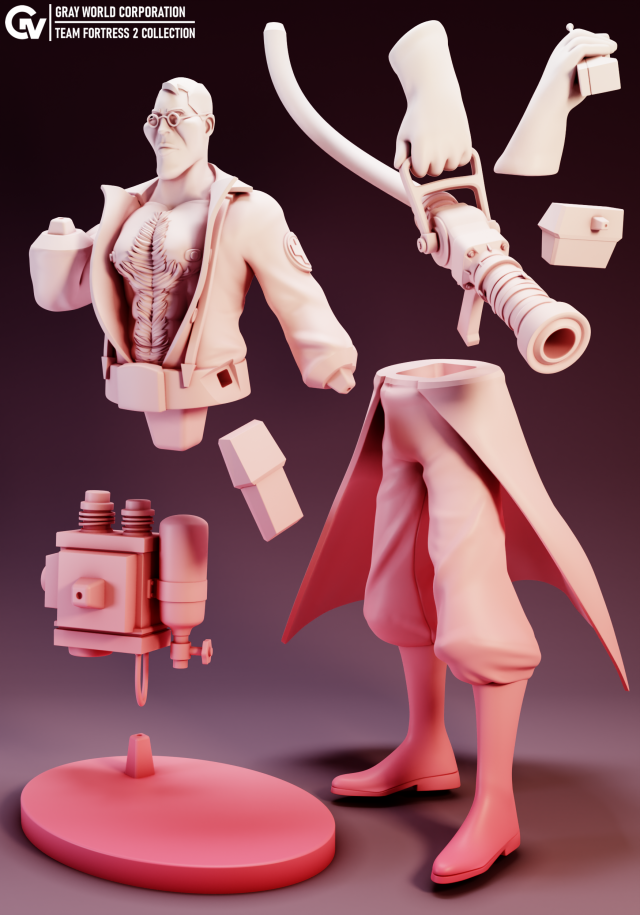 Buff Medic Team Fortress 2 3D Print Model in Man 3DExport