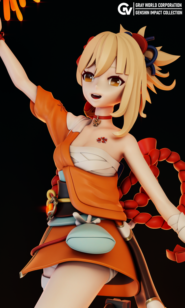 Yoimiya - Genshin Impact 3D Print Model in Woman 3DExport