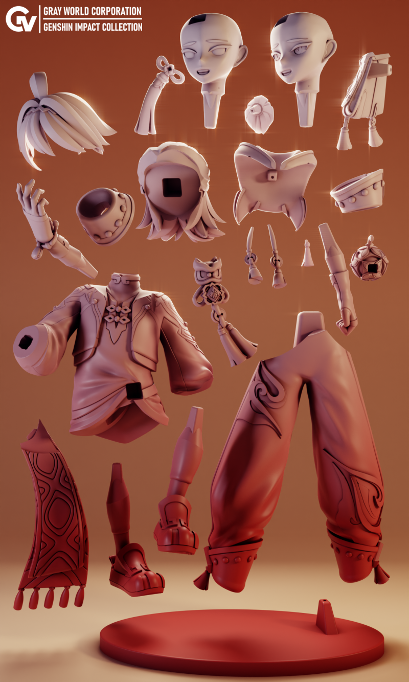 Gaming Genshin Impact 3D Print Model in Man 3DExport