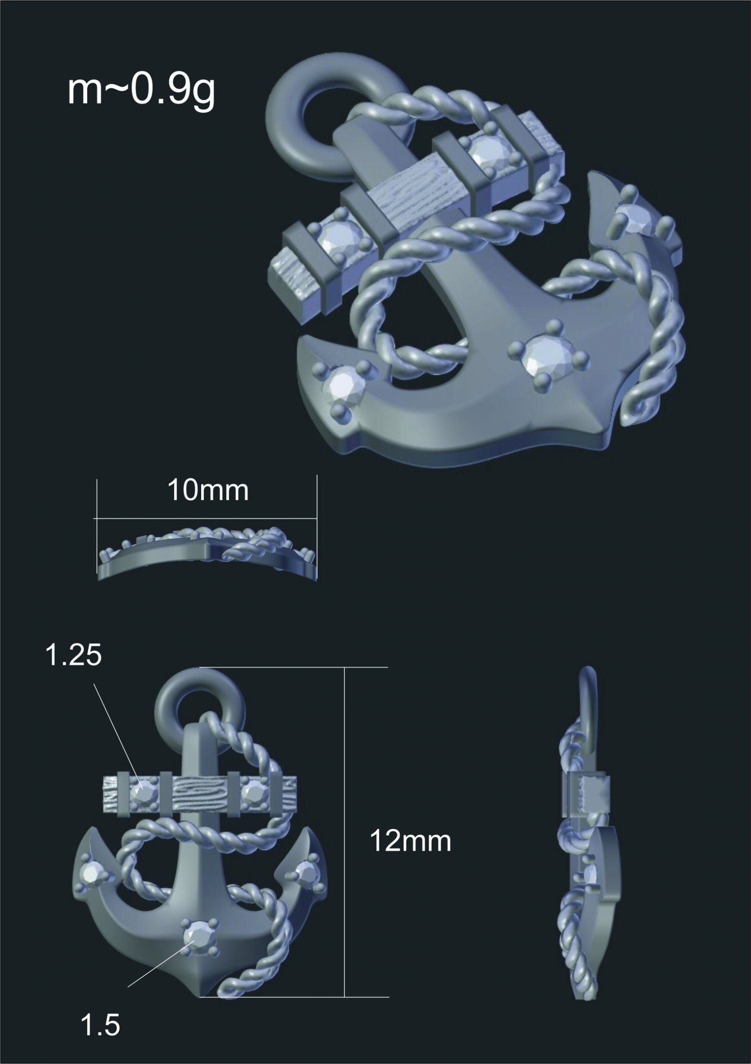 anchor 3D Model in Jewellery 3DExport