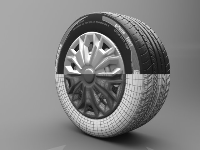 realistic transit tire wheel 3D Model in Parts of auto 3DExport