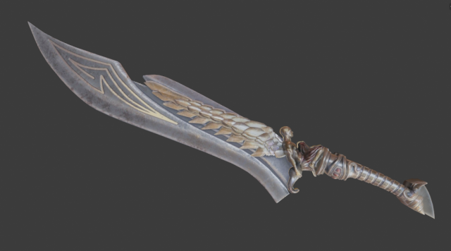 Angel Dagger 3D Human With Wings Embossed 3D Model in Combat 3DExport