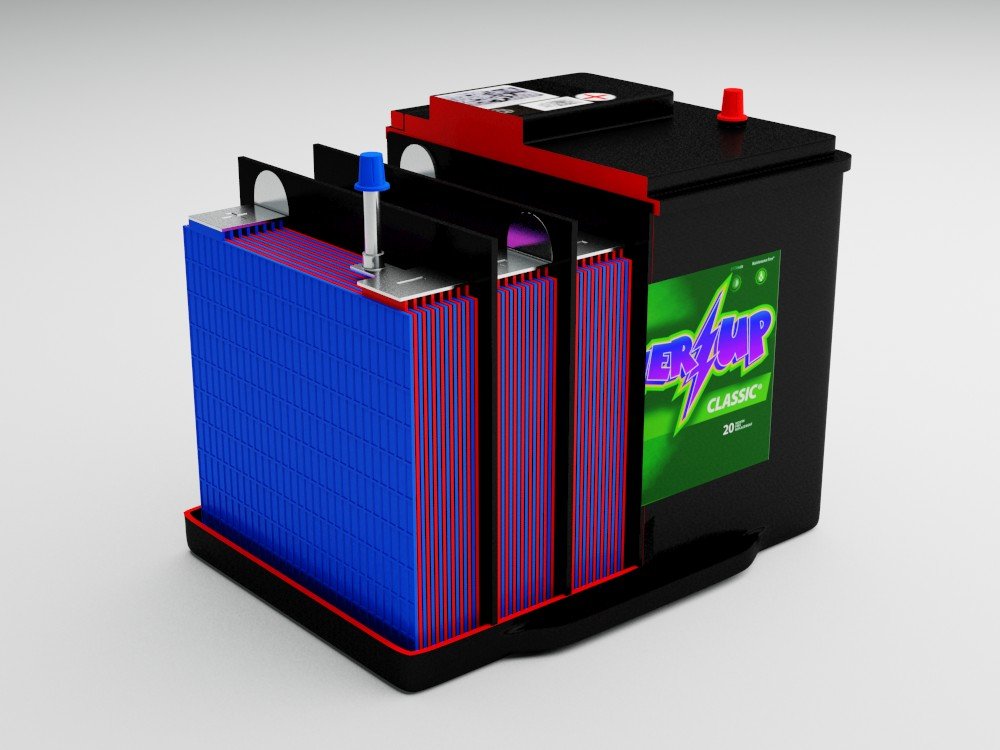 battery exploded 3D Models in Parts of auto 3DExport
