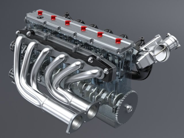ic straight 6 dohc vvt engine 3D Model in Parts of auto 3DExport