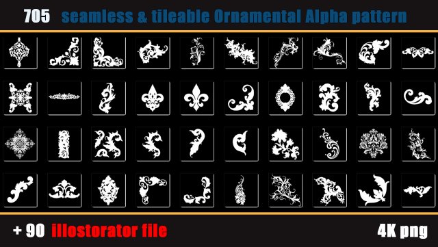 705 seamless and tileable Ornamental Alpha patterns 90 Adobe ...