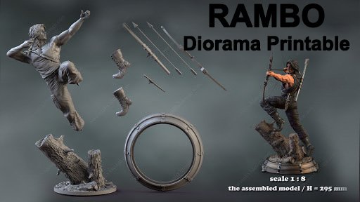 rambo - 3d diorama printable 3D Print Model in Man 3DExport
