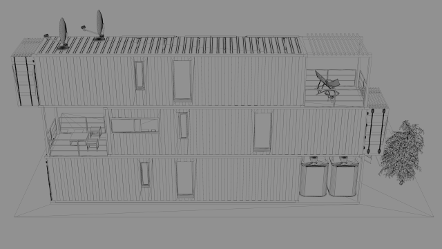 3 shipping container houses 3D Model in Buildings 3DExport
