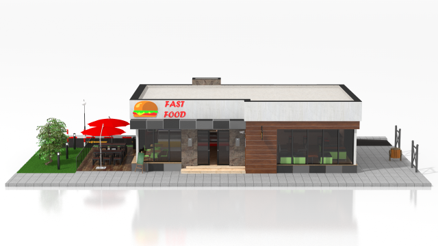 drive thru fast food restaurant 3D Model in Buildings 3DExport