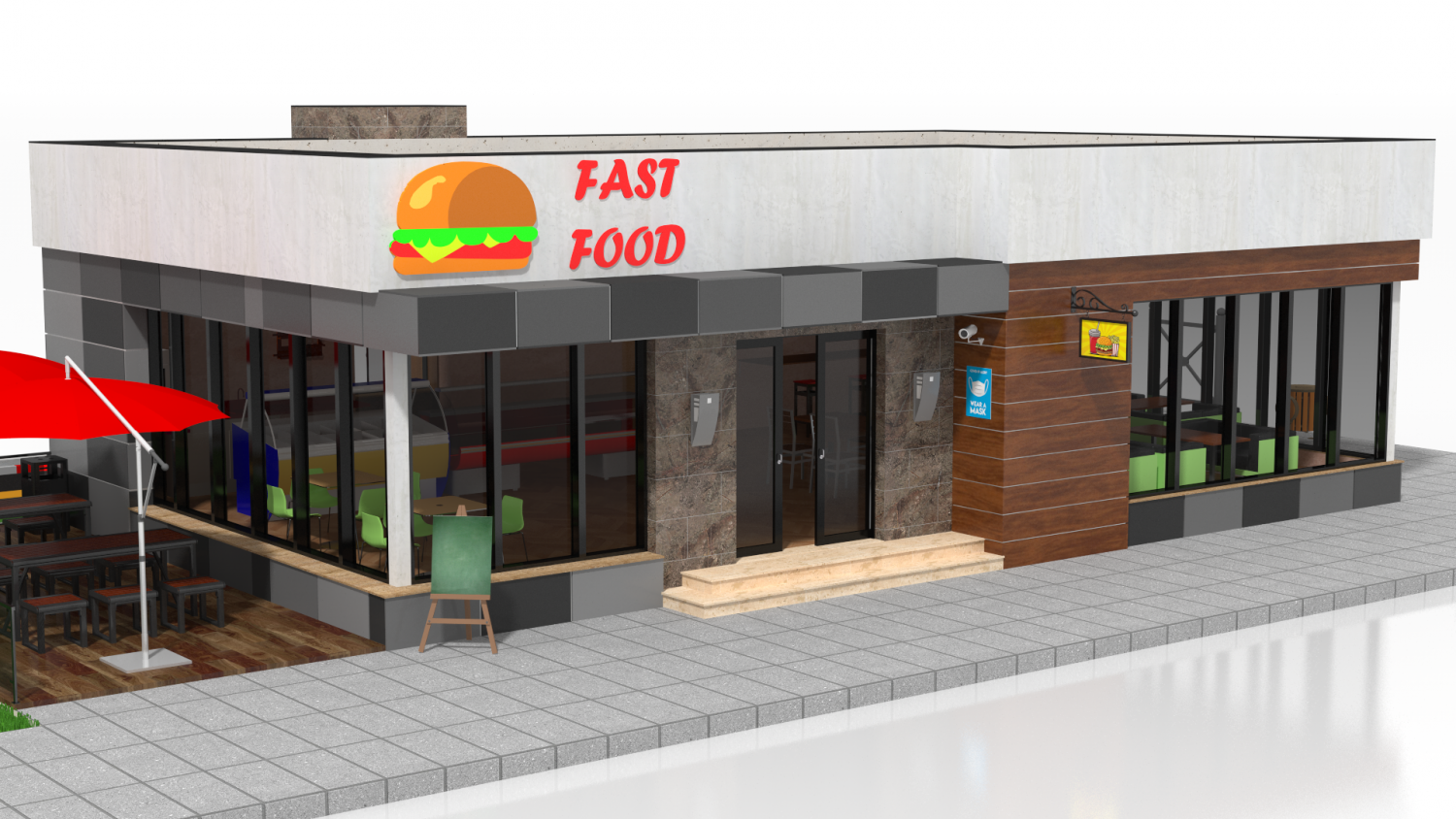 drive thru fast food restaurant 3D Model in Buildings 3DExport