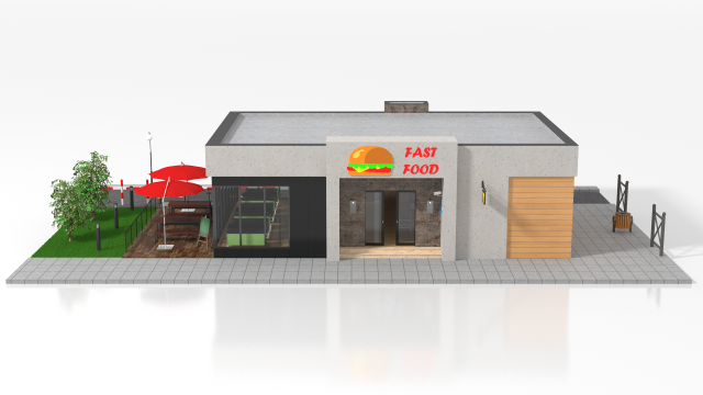 drive-thru fast food restaurant 2 3D Model in Buildings 3DExport