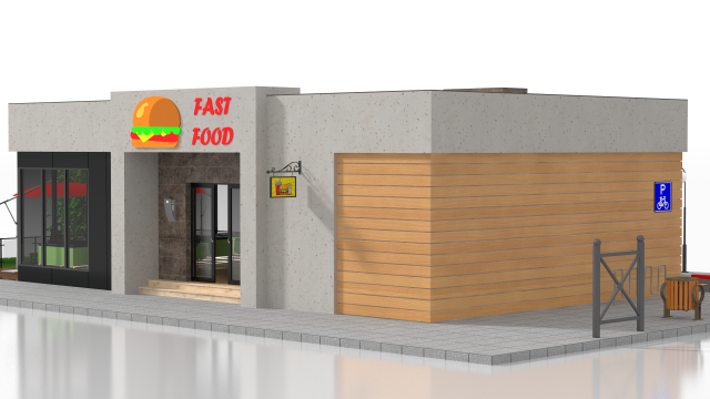 drive-thru fast food restaurant 2 3D Model in Buildings 3DExport