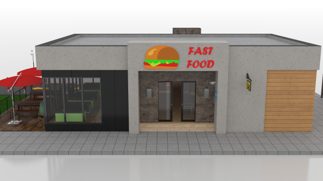 drive-thru fast food restaurant 2 3D Model in Buildings 3DExport
