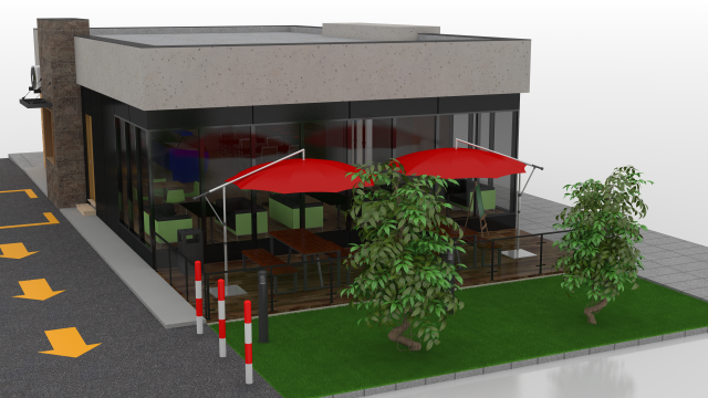 drive-thru fast food restaurant 2 3D Model in Buildings 3DExport