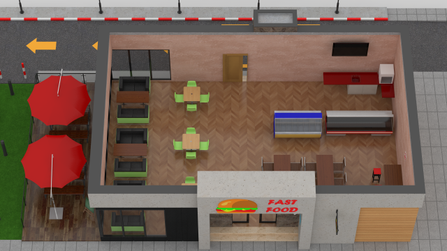 drive-thru fast food restaurant 2 3D Model in Buildings 3DExport