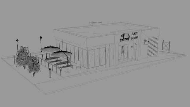 drive-thru fast food restaurant 2 3D Model in Buildings 3DExport