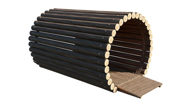 playground wooden log tunnel 3D Model in Environment 3DExport