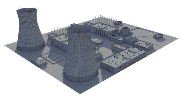 Power Plant Nuclear 3D Model in Buildings 3DExport