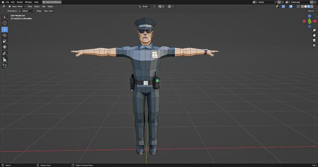 PoliceMan 3D Model in Cartoon 3DExport