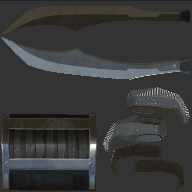 gameready- modern curved blade 3D Model in Melee 3DExport