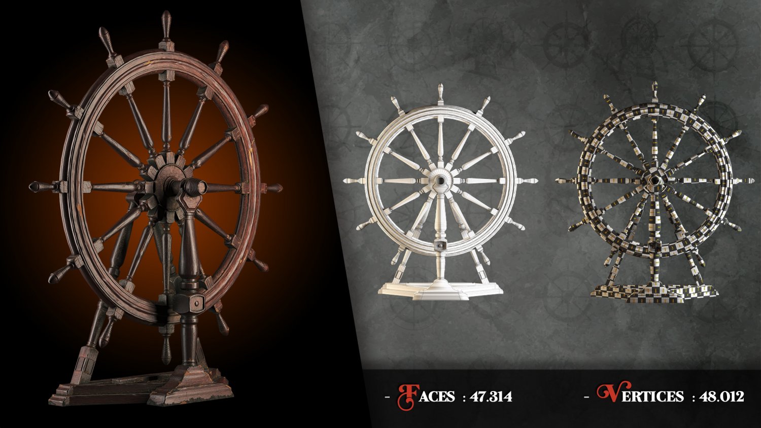 30 low poly ship steering wheel base meshes free game asset 4k pbr ...