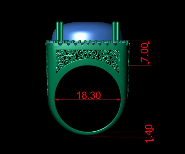 cabochon oval stone ring 3D Print Model in Rings 3DExport