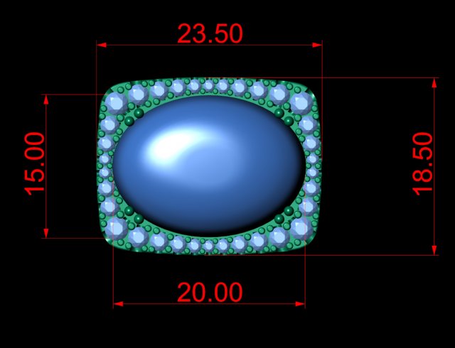 cabochon oval stone ring 3D Print Model in Rings 3DExport