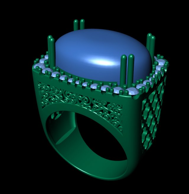 cabochon oval stone ring 3D Print Model in Rings 3DExport