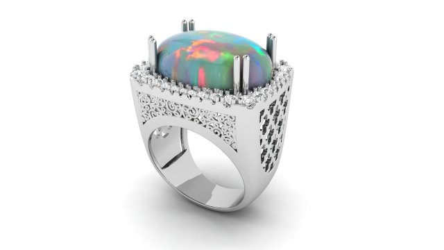 cabochon oval stone ring 3D Print Model in Rings 3DExport