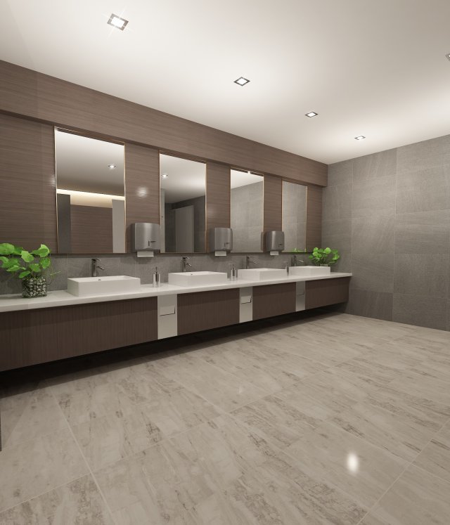 hotel public restroom 3dsmax and vray render 3D Model in Bathroom 3DExport