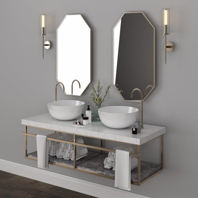 double vanity set 3D Model in Bathroom 3DExport