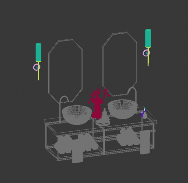 double vanity set 3D Model in Bathroom 3DExport