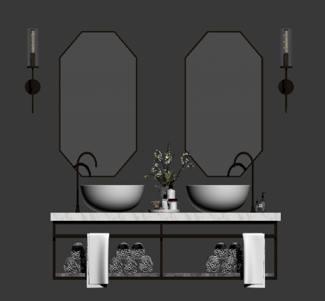 double vanity set 3D Model in Bathroom 3DExport