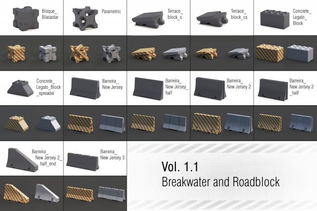 breakwater and roadblock 3D Model in Other 3DExport
