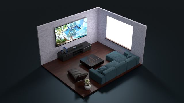 Low Poly Room 3D Model in Living Room 3DExport