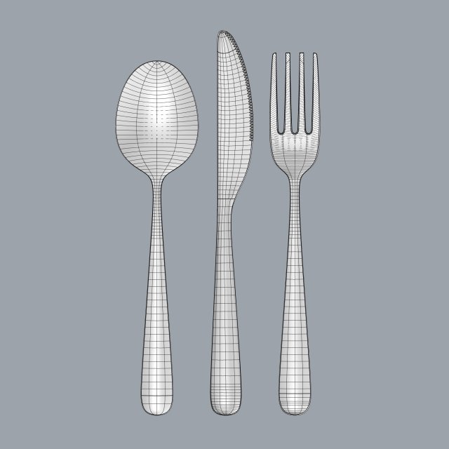 cutlery set 3 pieces 3D Model in Cookware Tools 3DExport