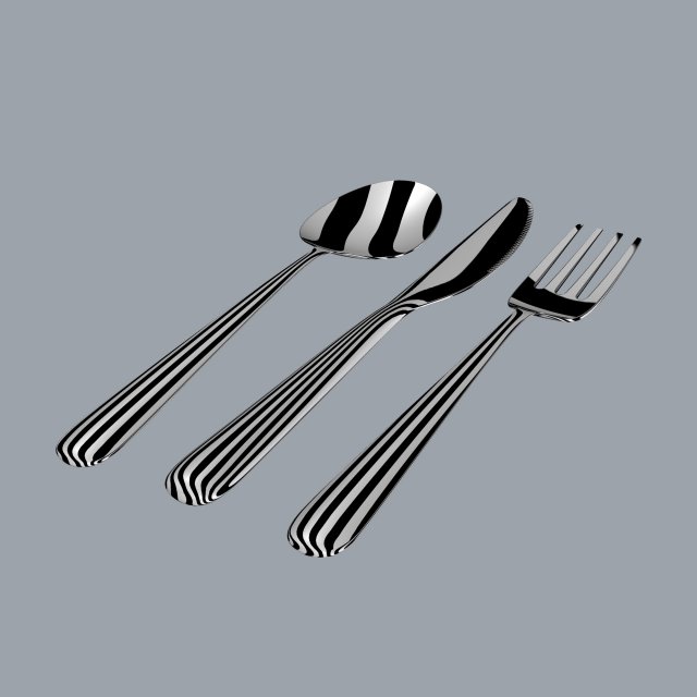 cutlery set 3 pieces 3D Model in Cookware Tools 3DExport