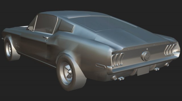 Mustang 1968 low-poly 3D Model in Cart 3DExport