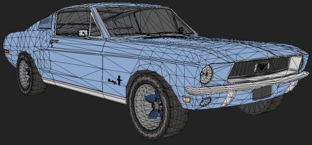 Mustang 1968 low-poly 3D Model in Cart 3DExport