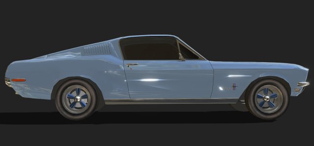 Mustang 1968 low-poly 3D Model in Cart 3DExport
