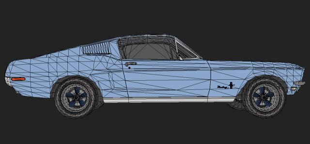 Mustang 1968 low-poly 3D Model in Cart 3DExport